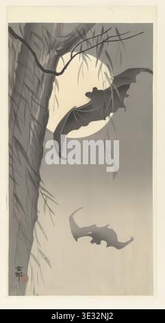 Ohara Koson – Bats and Full Moon (Tsuki ni Komori) | Archium Stock ...