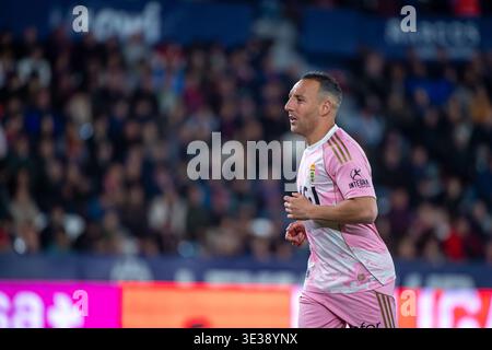 Valencia, Spain. 21 March, 2026. Iker Losada of Levante UD runs with ...