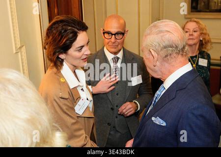 King Charles III and Felicity Blunt in the royal box on day three of ...
