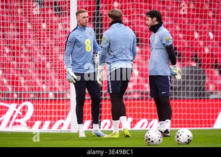 England goalkeepers James Trafford (left) and Dean Henderson after the ...