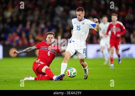 CARDIFF, WALES - MARCH 26: Amar Memić of Bosnia-Herzegovina during the ...