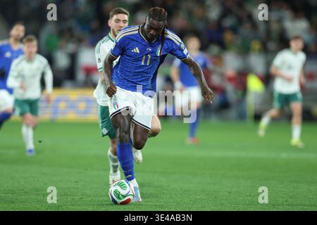 Moise Kean (Forward) of Italy seen in action during football match FIFA ...