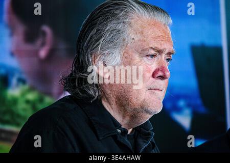 Steve Bannon hosts his show 'War Room' live on Day 2 of CPAC 2026, in ...