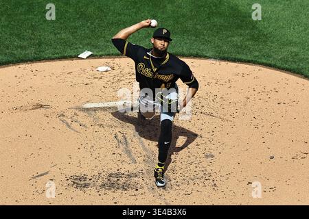 Pittsburgh Pirates relief pitcher Yohan Ramírez (49) in the seventh ...