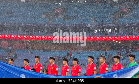 Curacao players line up for anthem prior to during a FIFA Men’s World ...