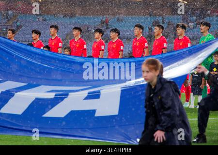 Curacao players line up for anthem prior to during a FIFA Men’s World ...