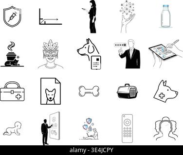 Professional Modern Woman and Pet Dog Silhouette Interaction Vector ...