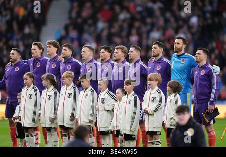 Scotland players line up ahead of the FIFA World Cup Group C match at ...