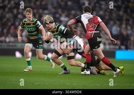 Northampton Saints' Henry Pollock in action during the Gallagher PREM ...