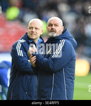 Scotland manager Steve Clarke with coach Steven Naismith during the ...