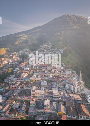 Aerial View panorama of colorful stack building houses in Nepal van ...