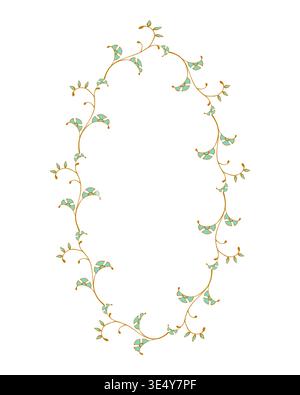 Minimalist vector of green vine leaves shaping a heart on a beige ...