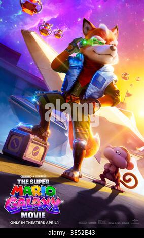 The poster of The Super Mario Galaxy Movie displayed in a cinema in ...