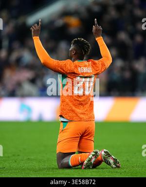 Emmanuel Agbadou of Cote d'Ivoire celebrates following the final ...