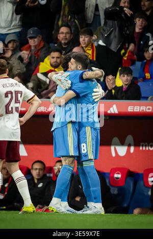 Goalkeeper David Raya of Spain and Goalkeeper Joan Garcia of Spain ...