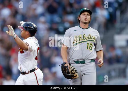 ATLANTA, GA - MARCH 31: Nick Kurtz (16) of the Athletics looks on ...
