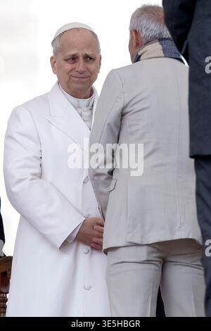 Pope Leo XIV during his weekly general audience in St. Peter's square ...
