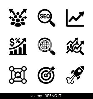 Set of black glyph business analytics and data analysis icons Stock ...