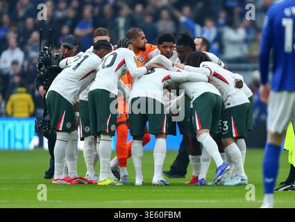 England players huddle ahead of of the second half during the FIFA ...