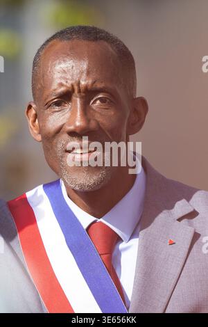 Saint-Denis Mayor Bally Bagayoko during a rally against racism in Saint ...