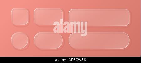 Transparent glassmorphism frame set on a dark black background ...