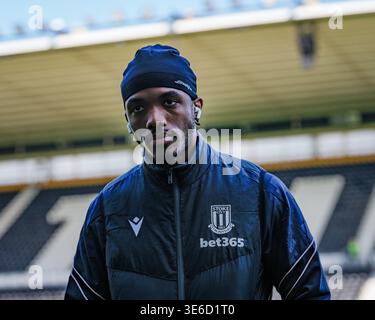 Eric Bocat of Stoke City inspects the pitch prior to kick off during ...