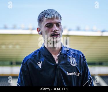Tomas Rigo of Stoke City inspects the pitch prior to kick off during ...