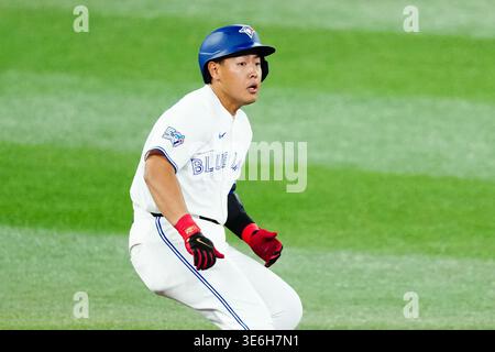 Toronto Blue Jays' Kazuma Okamoto at bat during the second inning of a ...