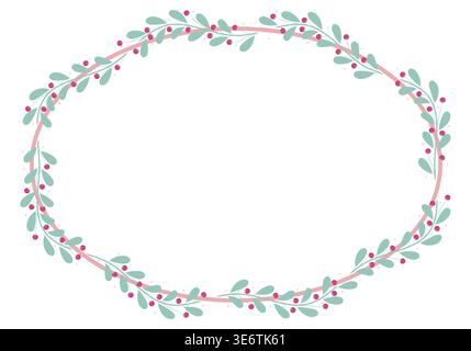 Pink Oval Circle Border Frame With Beautiful Pastel Pink Cherry ...
