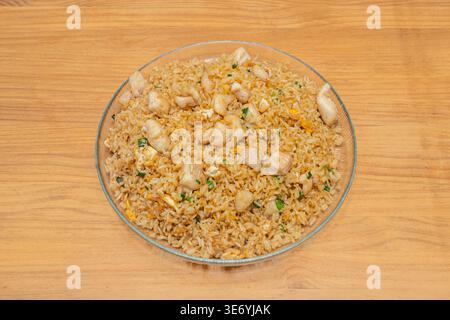 Peruvian chaufa rice with wok-fried pieces of chicken, pork, and shrimp ...