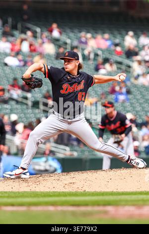 Detroit Tigers pitcher Tyler Holton delivers during the seventh inning ...