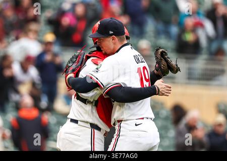 Minnesota Twins pitcher Eric Orze winds up to deliver to the Texas ...