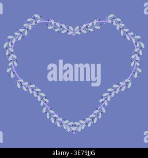 Green Love Heart Border Frame With Green Leaves And Red Flowers Stock ...