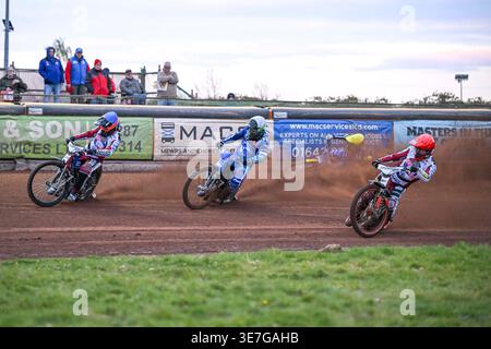 Jake Mulford of Redcar Bears (red) in front during Heat 2 of the Cab ...