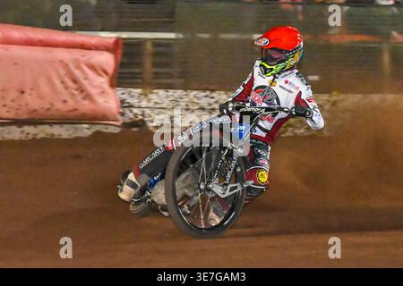 Nicolai Klindt of Redcar Bears leads Heat 15 of the Maxicab KO Cup semi ...
