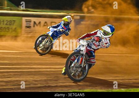 Jake Mulford of Redcar Bears (blue) leads from during Heat 11 of the ...