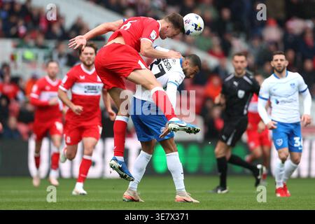 Dael Fry of Middlesbrough heads the ball during the Sky Bet ...