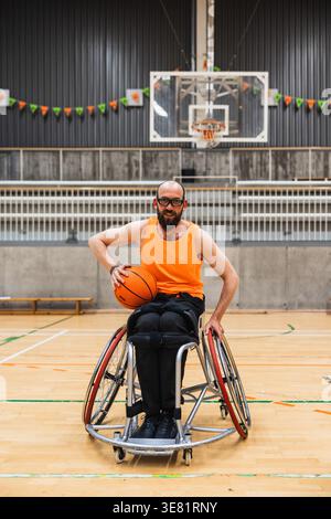 Male Wheelchair Athlete Training on Red Running Track at Outdoor ...