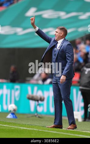 Stockport County manager Dave Challinor during the Vertu Trophy final ...