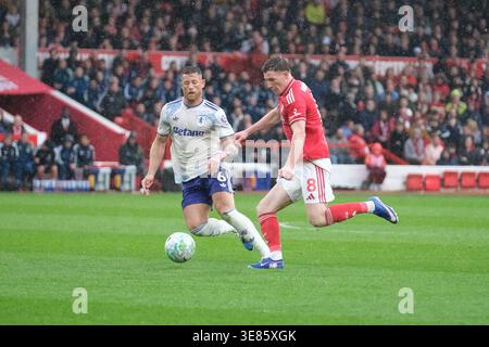 Elliot Anderson of England competes for the ball with Caleb Yirenkyi of ...