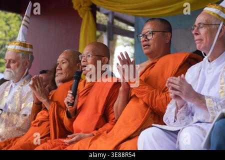 11 April 2026 Buddhist monks celebrate the Songkran Thai festival at ...