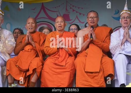 11 April 2026 Buddhist monks celebrate the Songkran Thai festival at ...