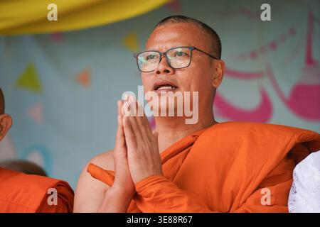 11 April 2026 Buddhist monks celebrate the Songkran Thai festival at ...