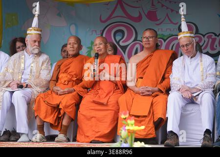 11 April 2026 Buddhist monks celebrate the Songkran Thai festival at ...