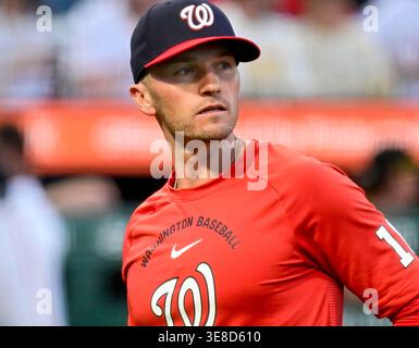 Washington Nationals manager Blake Butera smiles before a baseball game ...