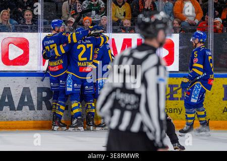 Asker 20260415. Storhanars Colin Campbell scores during the ice hockey ...