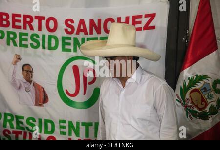 Presidential candidate Roberto Sanchez of the Together for Peru party ...