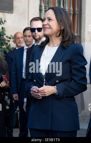 The Venezuelan opposition leader Maria Corina Machado and Isabel Diaz ...