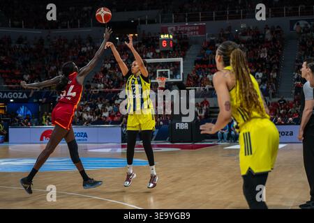 Zaragoza, Spain. 19 April 2026. abby Williams (Fenerbahce) and Marine ...
