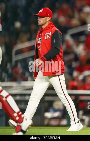 Washington Nationals manager Blake Butera smiles before a baseball game ...
